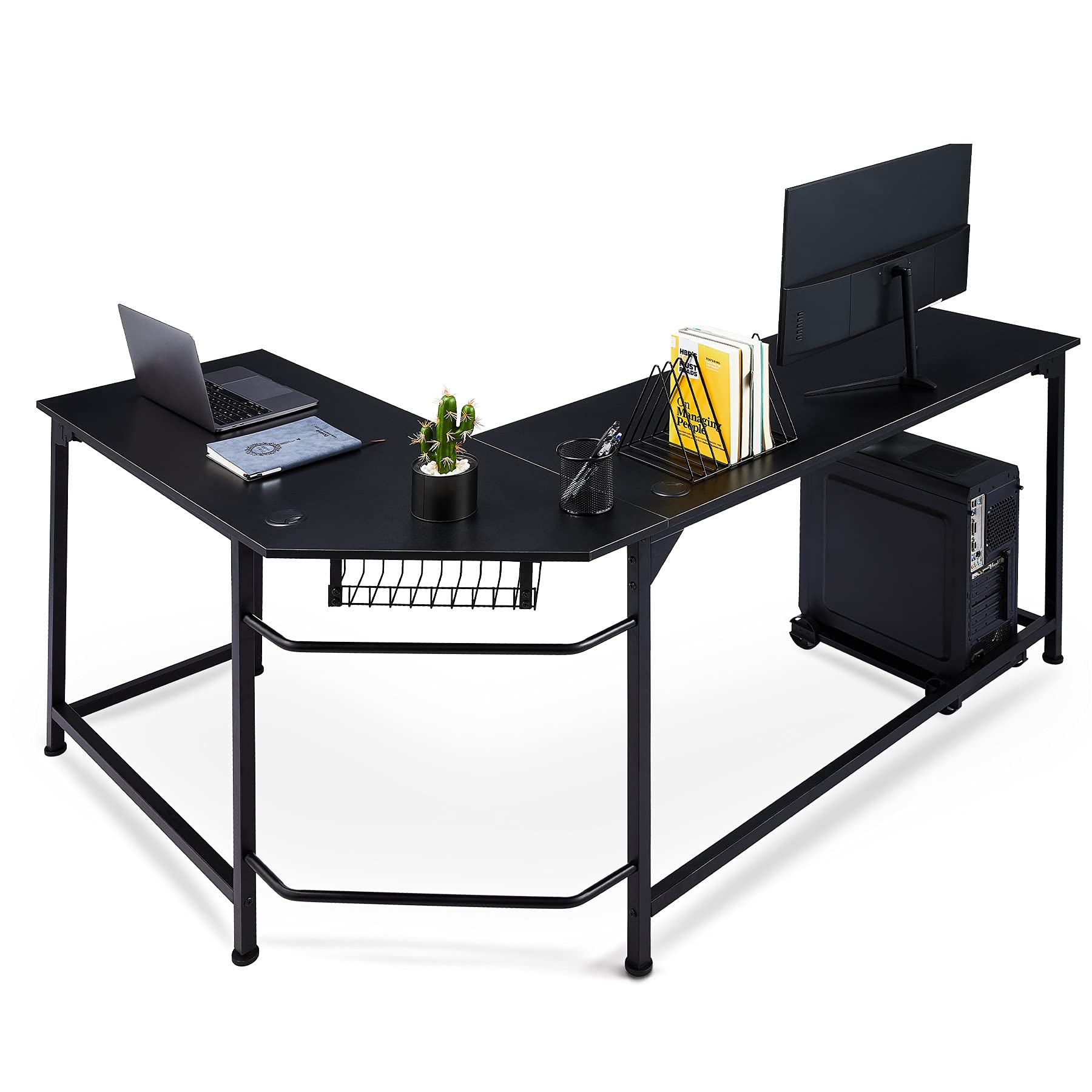 Buy CO-Z L Shaped Computer Desk with Tower Stand, Corner Desk with ...