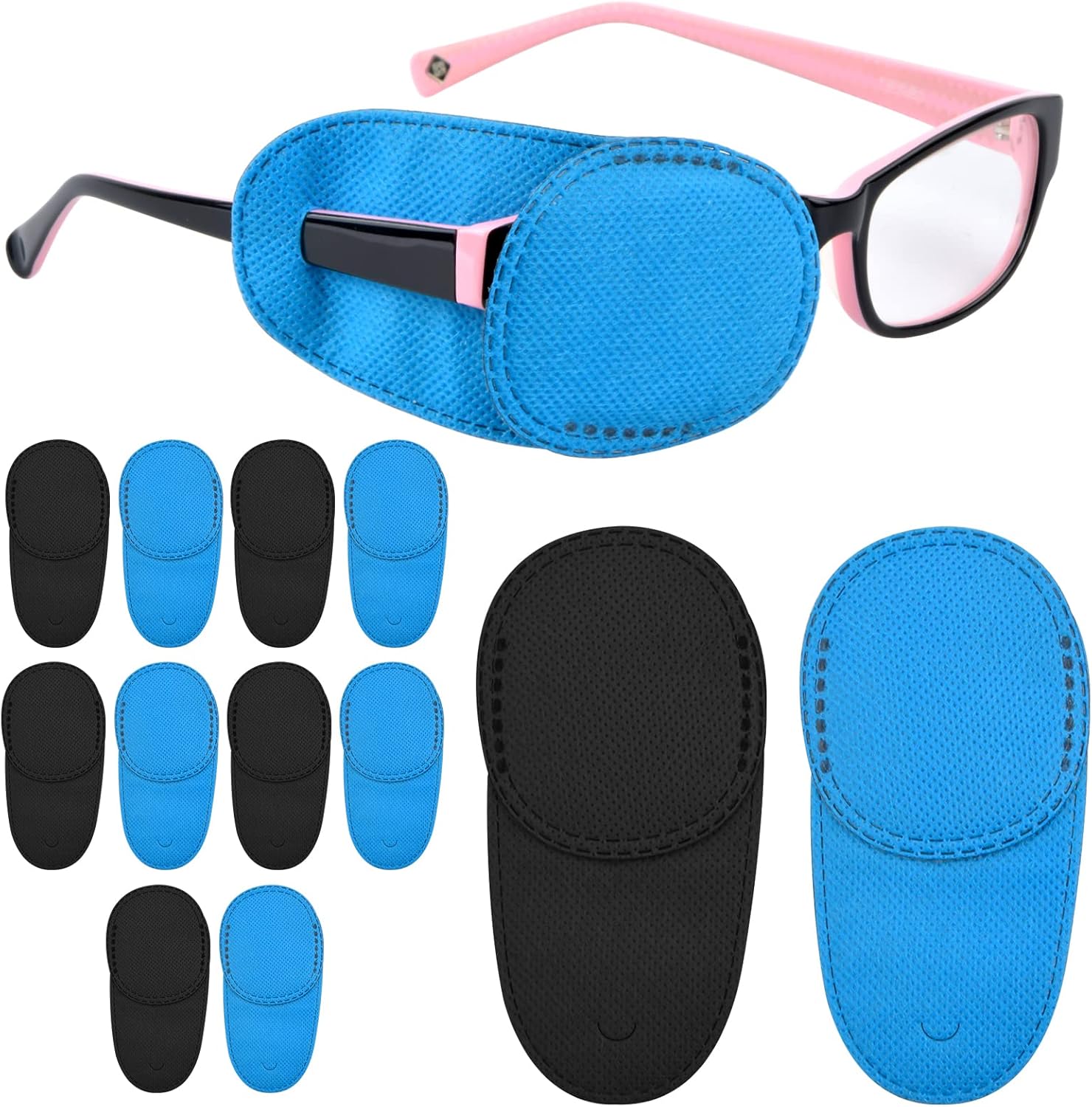 12 Pièces Cache Oeil pour Lunettes, Enfants Amblyopie Patchs Oculaires ...