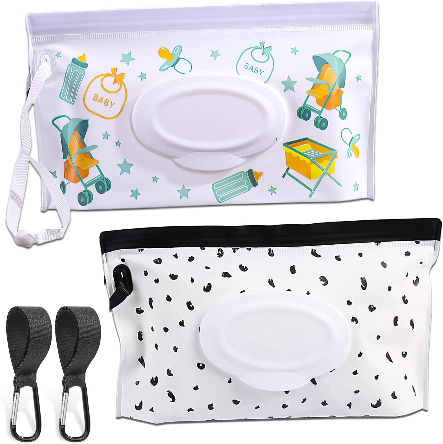 YUESUO 2 Pack Baby Wipe Dispenser, Reusable Travel Wet Wipe Pouch ...