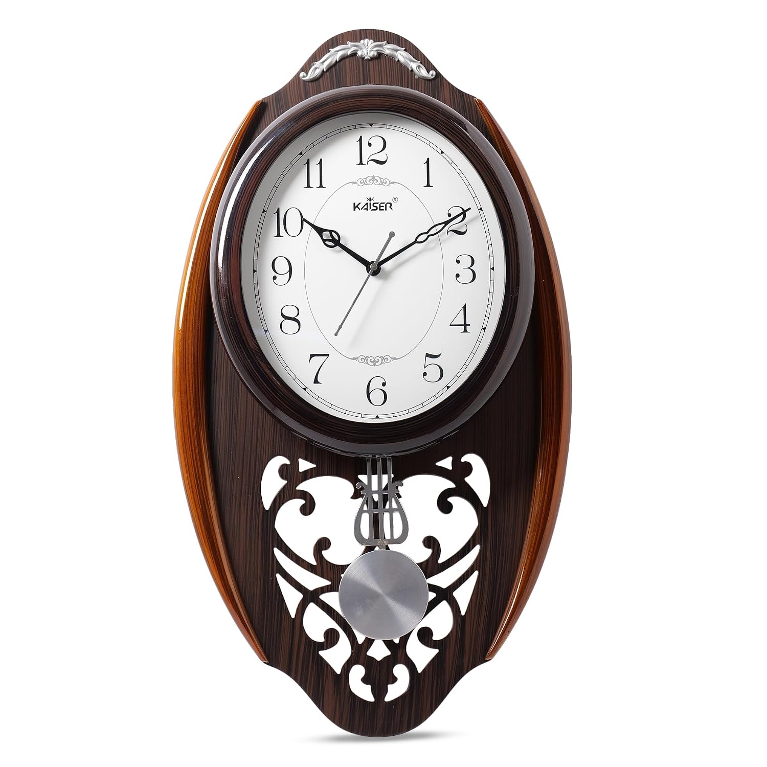 Buy KAISER 24 Inch Pendulum Quartz Wall Clock - Non-Ticking Silent ...