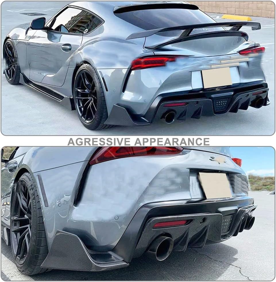WASHLA Real Carbon Fiber Rear Bumper Splitters for Toyota Supra A90 A91 ...