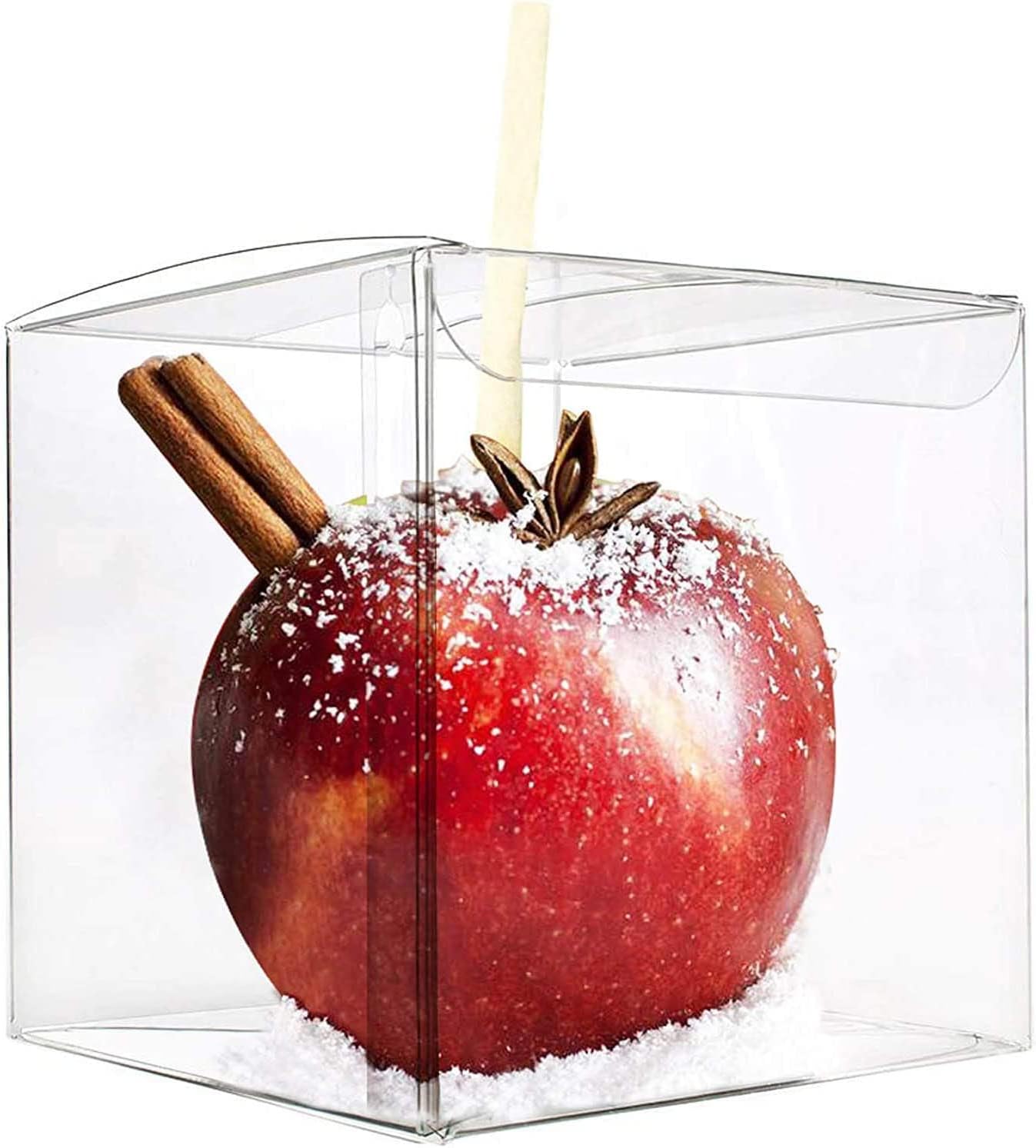 LOKQING 20 Pcs PET Candy Apple Boxes with Hole Top,4 x 4 x 4 Inch ...