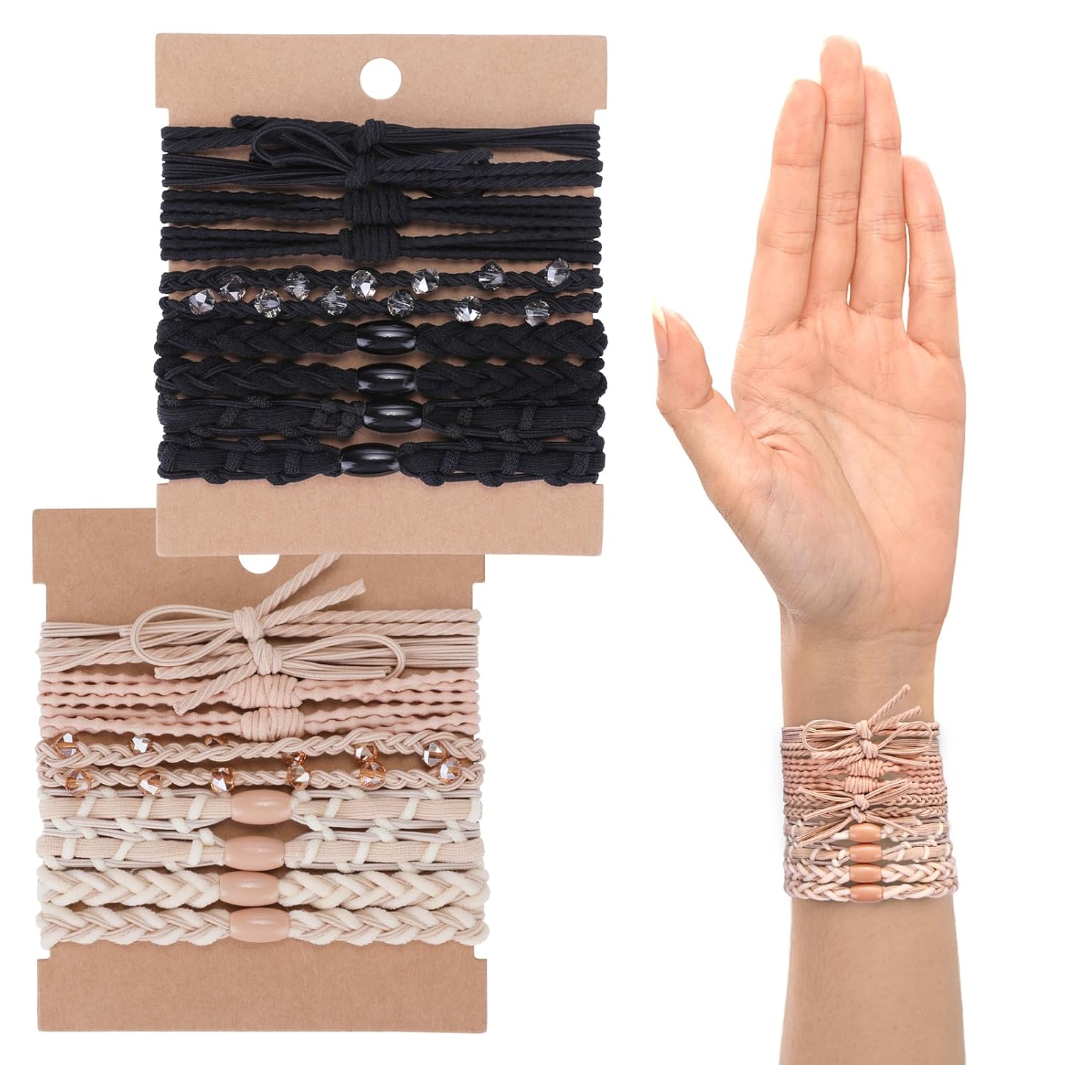 Amazon.com : 20 Pcs Boho Hair Ties Bracelets, 5 Styles Hair Ties ...