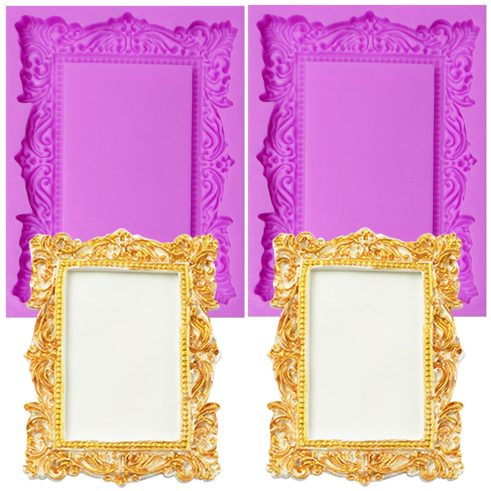 Amazon.com: Baroque Photo Frame Fondant Molds, 3D Picture Frame ...