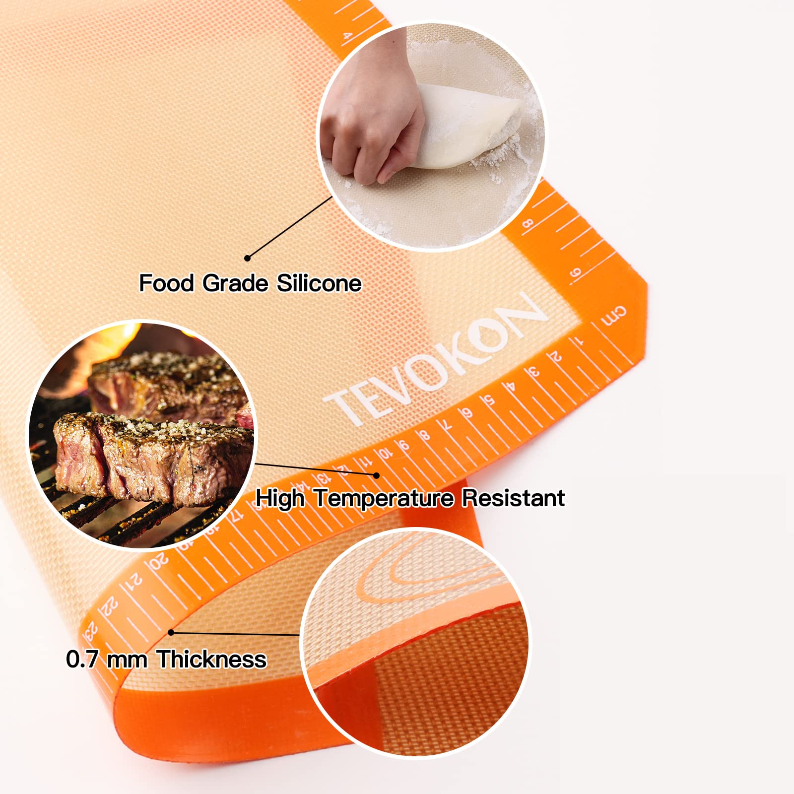 Snapklik.com : Tevokon Nonstick Silicone Baking Mat Set Of 3 Food Grade ...