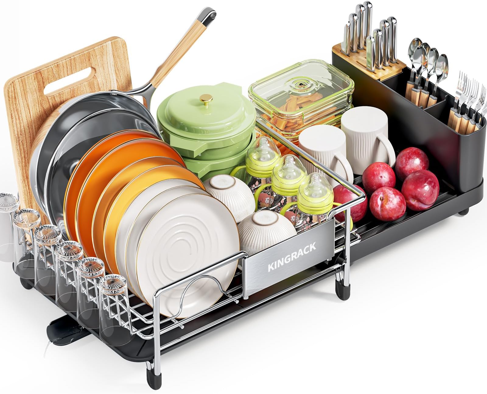 Polder 4-Piece Advantage Dish Rack System, Stainless Steel, Grey ...