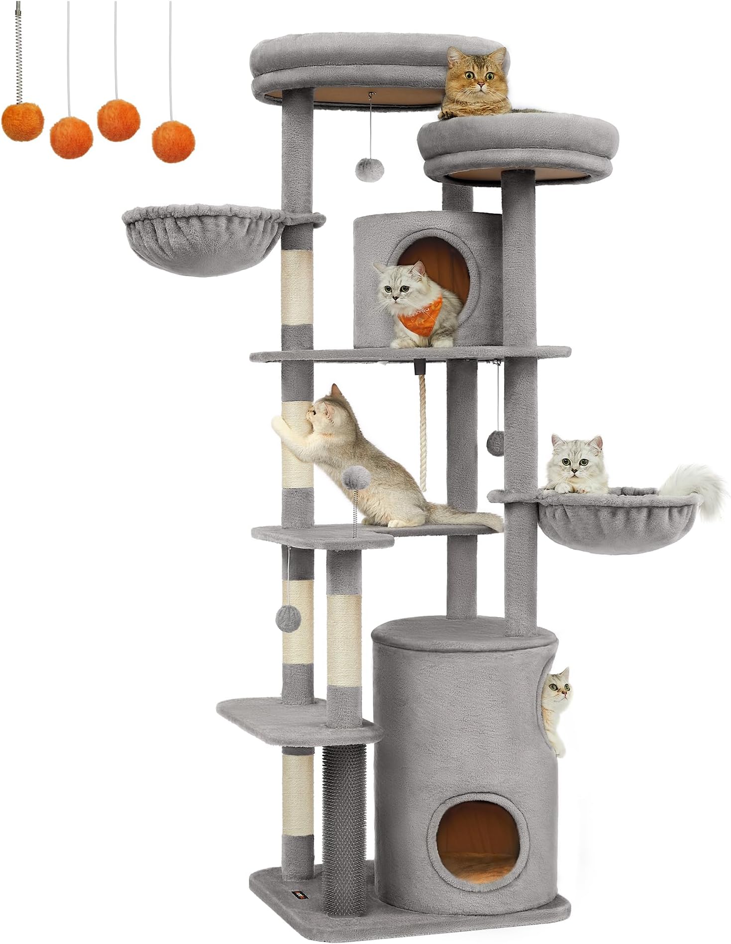 Amazon.com : Feandrea Cat Tree, 77-Inch Tall Cat Tower for Large Cats ...