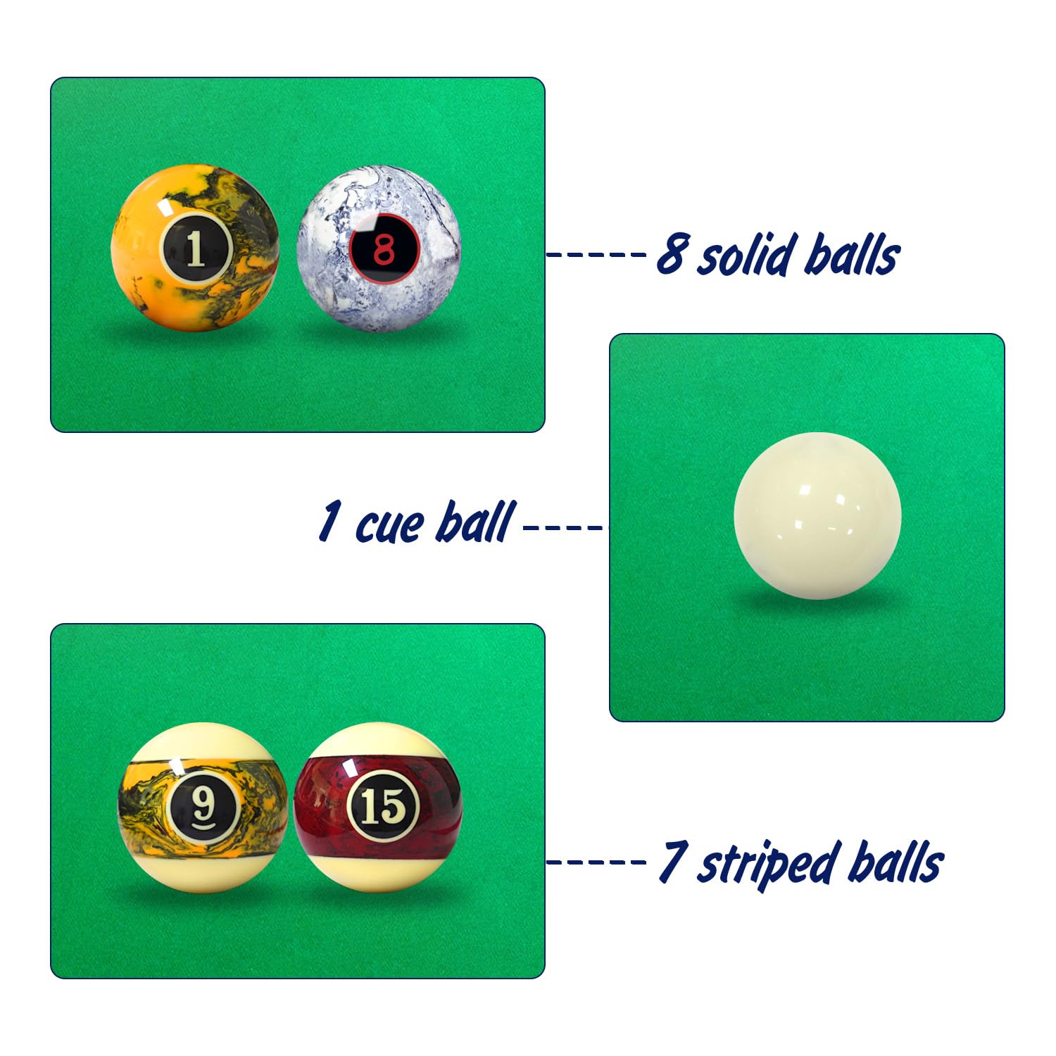 Snapklik.com : Marble Swirl Style Pool Balls Set Professional 2 1/4 ...