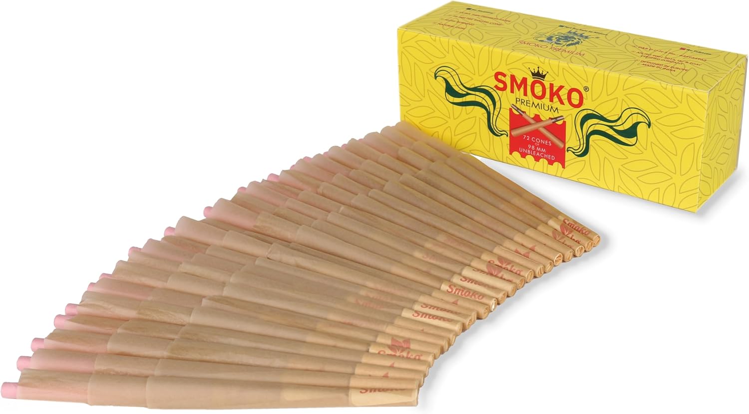 Amazon.com: Smoko Premium Cones Classic 1-1/4 (98mm) Size - 72 Pack ...