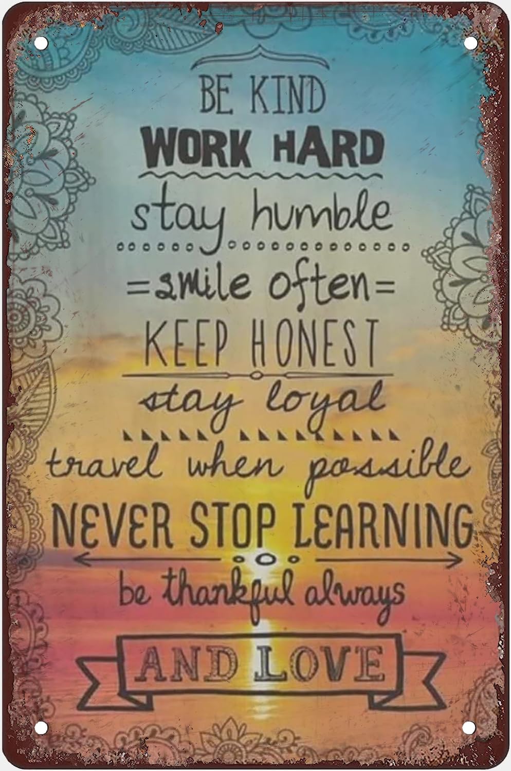 Amazon.com: Vintage Metal Tin Sign Be Kind Work Hard Stay Humble ...