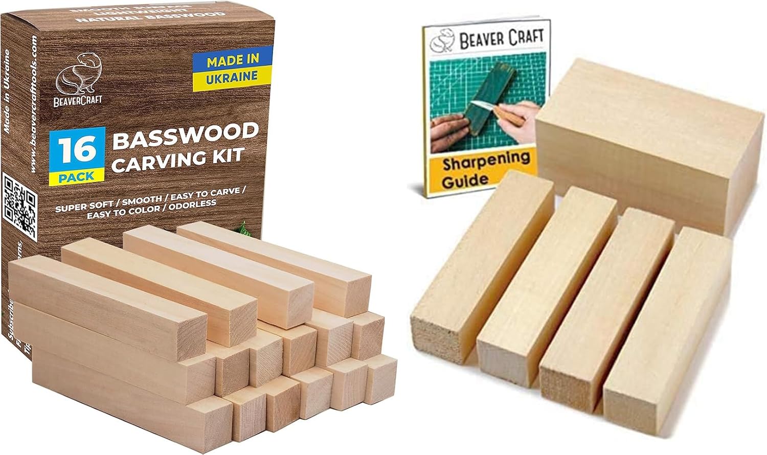 Amazon.com: BeaverCraft BW16 pcs Basswood Carving Blocks BW1 Large ...