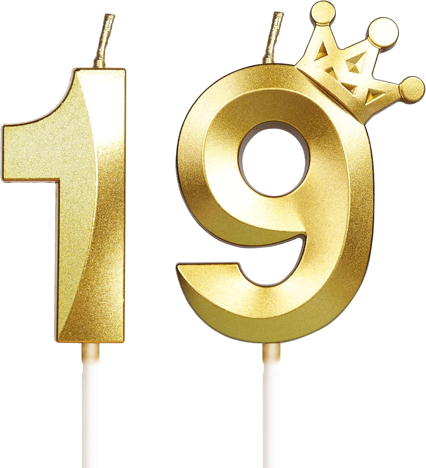 Amazon.com: 19th Birthday Candles for Cake, Number 19 Gold Candles with ...