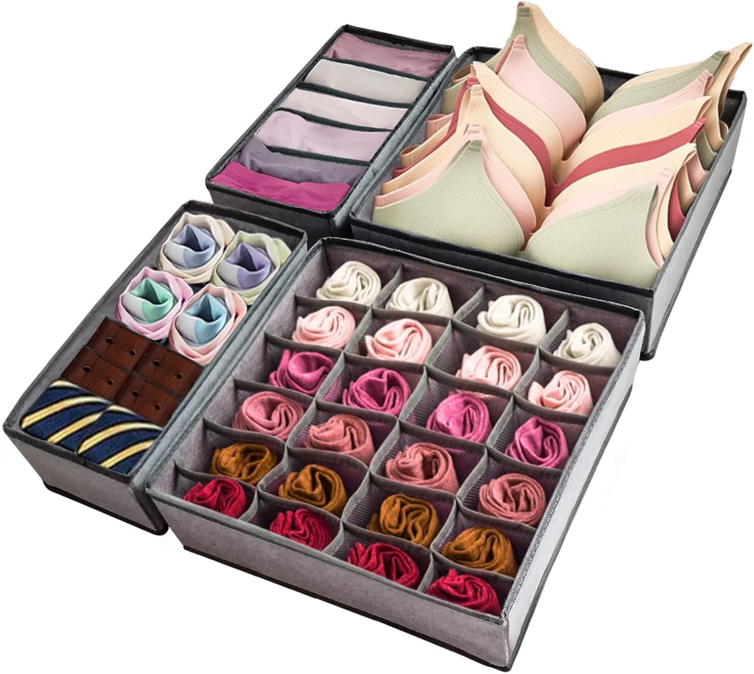 YOCOLE 4 Wardrobe Organiser for Underwear, Foldable Cupboard Drawers ...