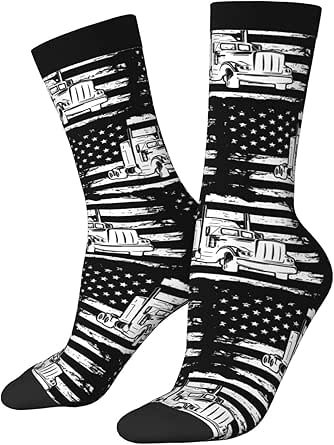 Amazon.com: Linjhvde Trucker American Flag Truck Driver Socks Wedding ...