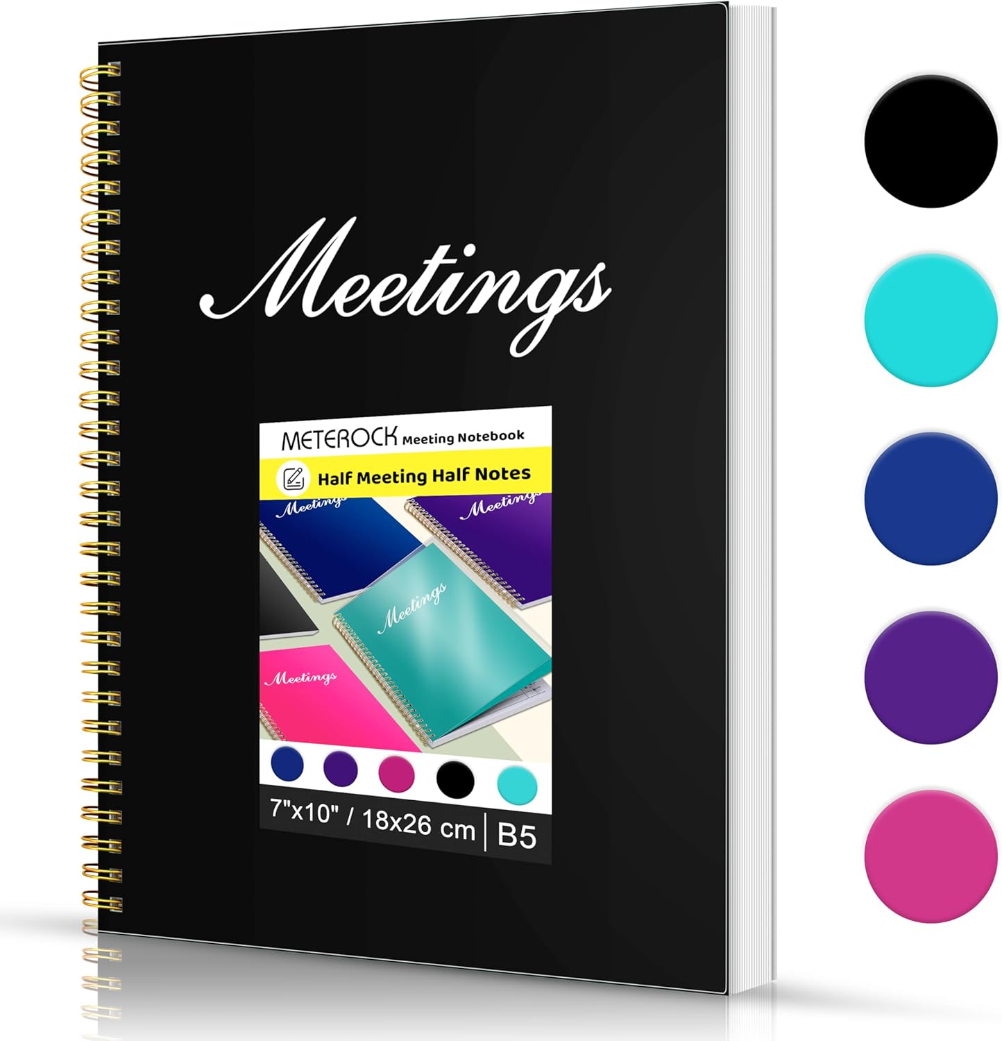Amazon.com : METEOROCK Meeting Notebook for Work, B5 Spiral Meeting ...