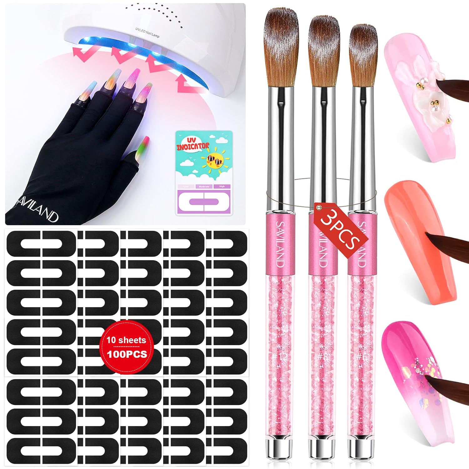 Amazon.com: Saviland Nail Art Kit: 100PCS U-Shaped Nail Polish ...