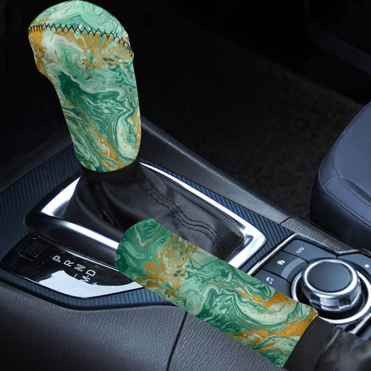 Amazon.com: STUOARTE Marble Print Car Gear Shift Knob Cover with ...