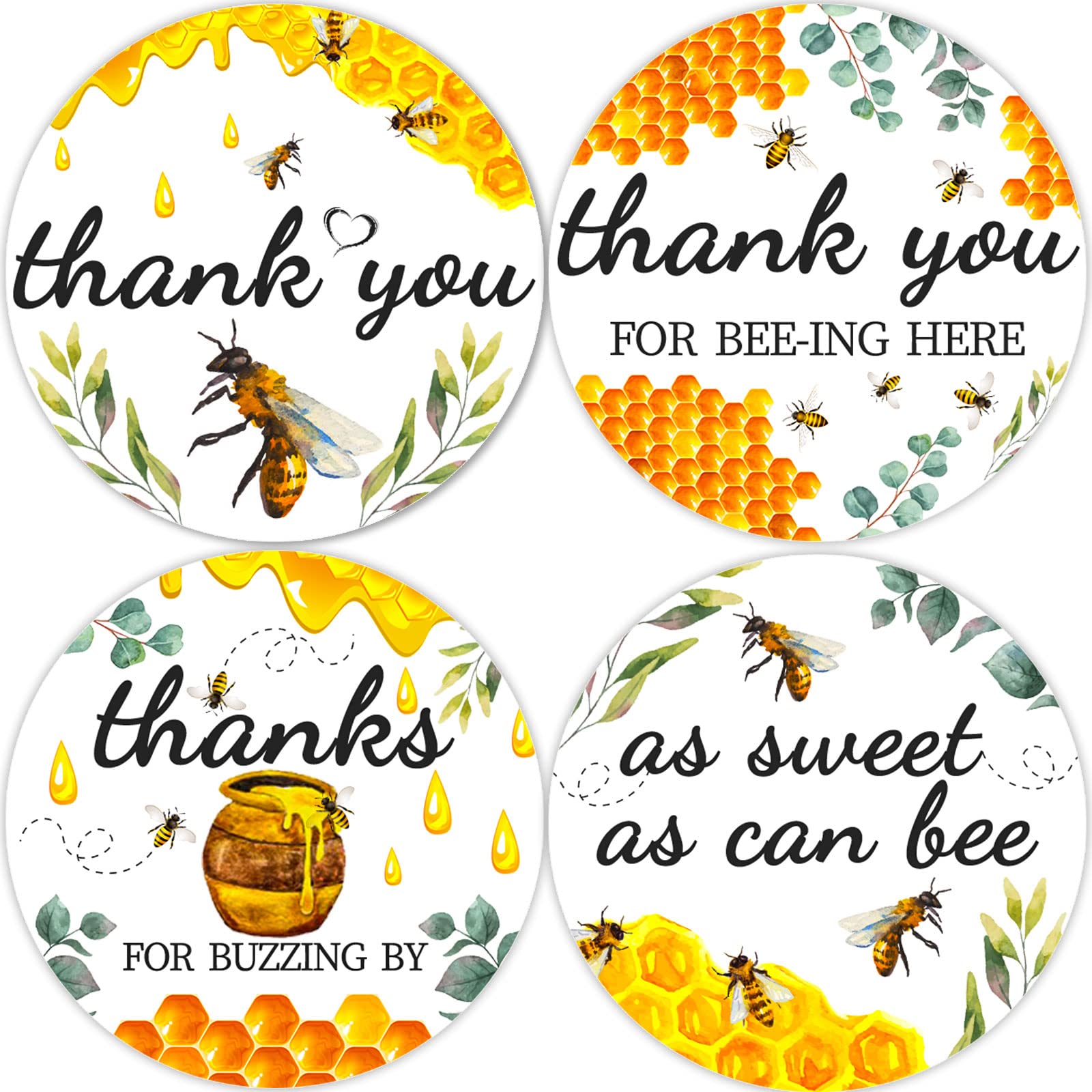 500 Pieces Thank You Bumble Bee Stickers Baby Shower Favors Honey Bee ...