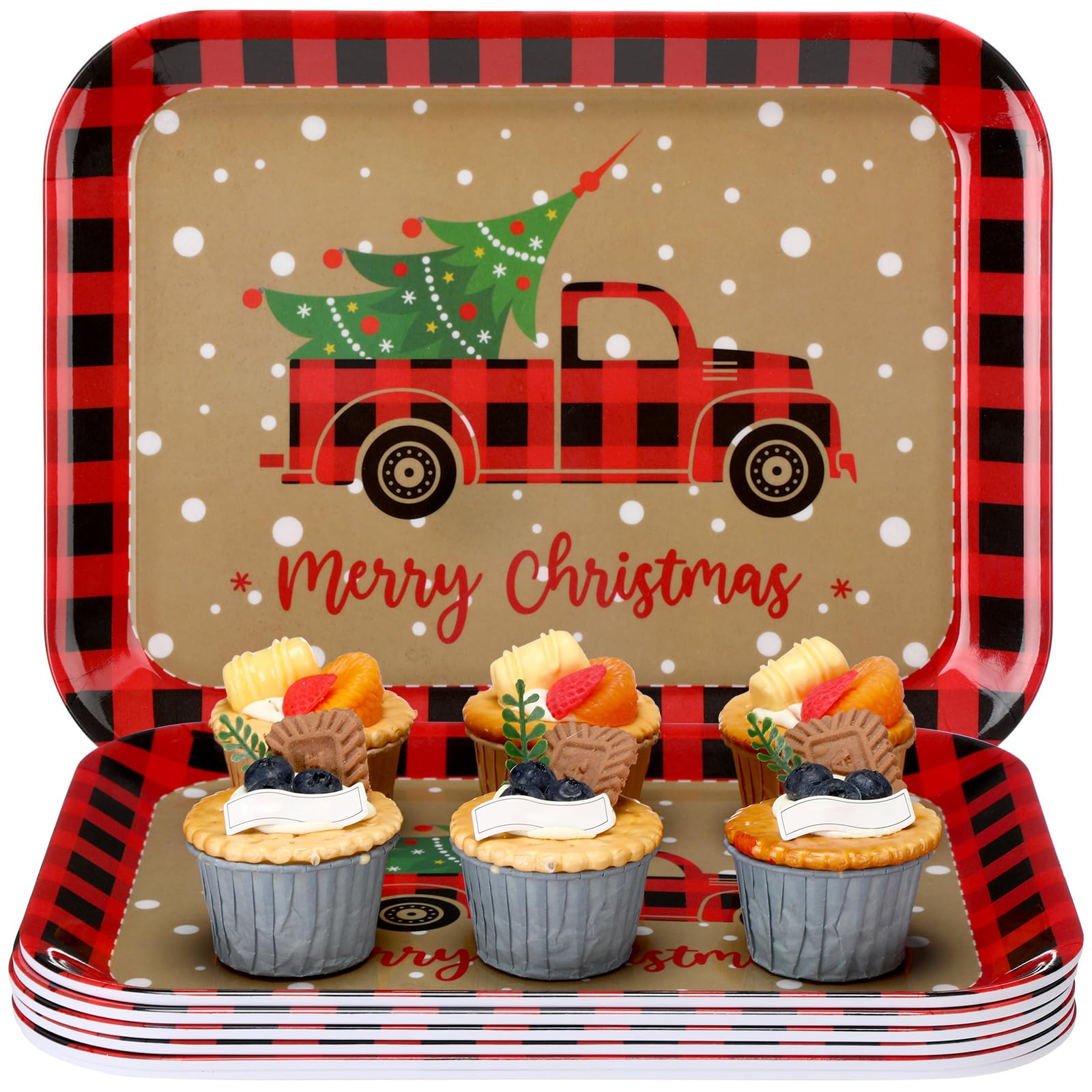 Amazon.com: Singhoow 6 Pcs Christmas Serving Tray 13 x 10 Inch Plastic ...