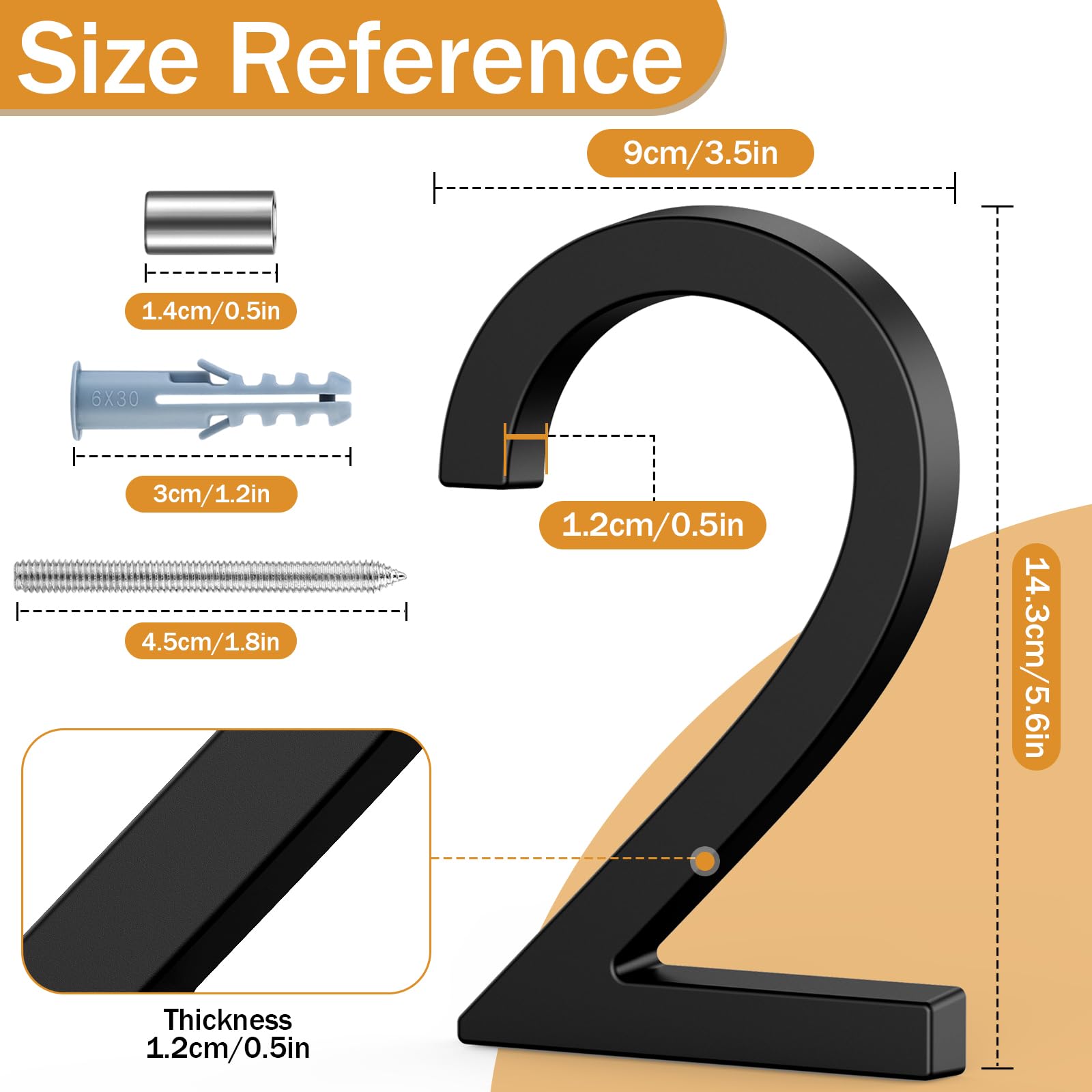 Snapklik.com : FumWens 6 Inch Floating House Numbers, Modern Black Zinc ...