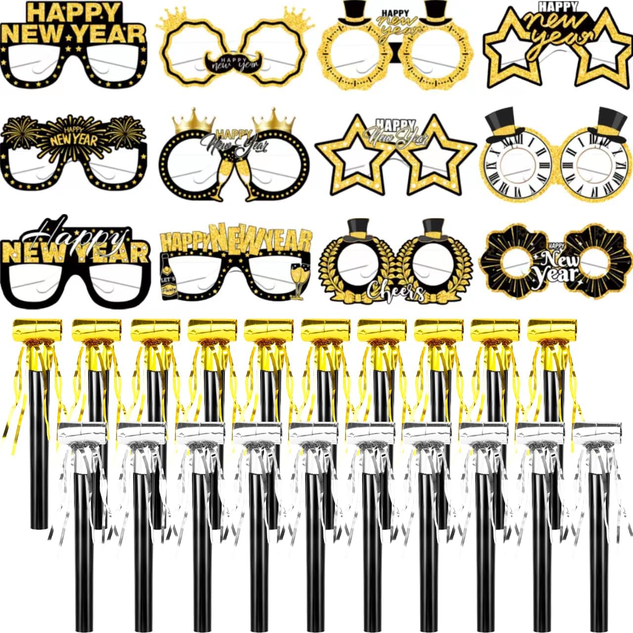 Amazon.com: meetyours 32 Pieces Happy New Year Eyeglasses Set Fancy New ...