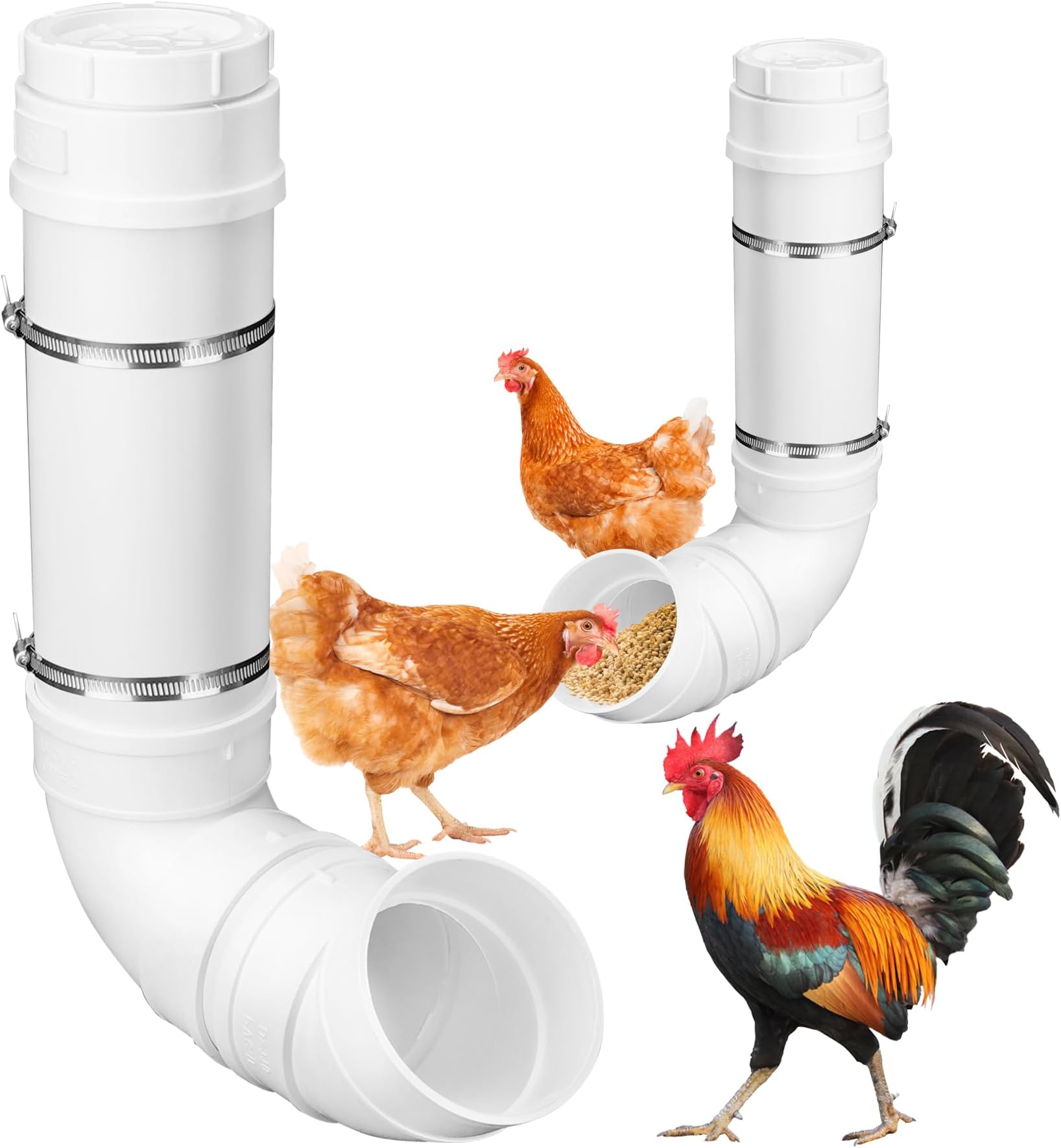 Amazon.com : ZHEQOGZH Automatic Metal Chicken Feeder Galvanized Poultry ...