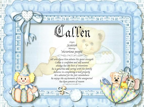 Amazon.com: NEW Baby BOY/GIRL Personalized First Name Meaning Print In ...