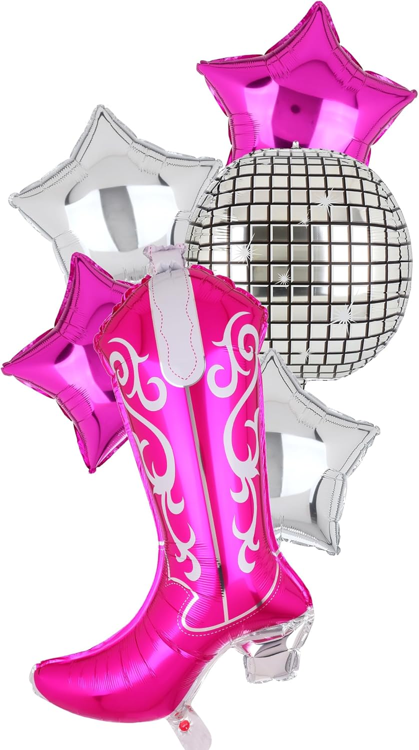 Amazon.com: Disco Cowgirl Party Decorations Cow Balloon Cowgirl Boot ...