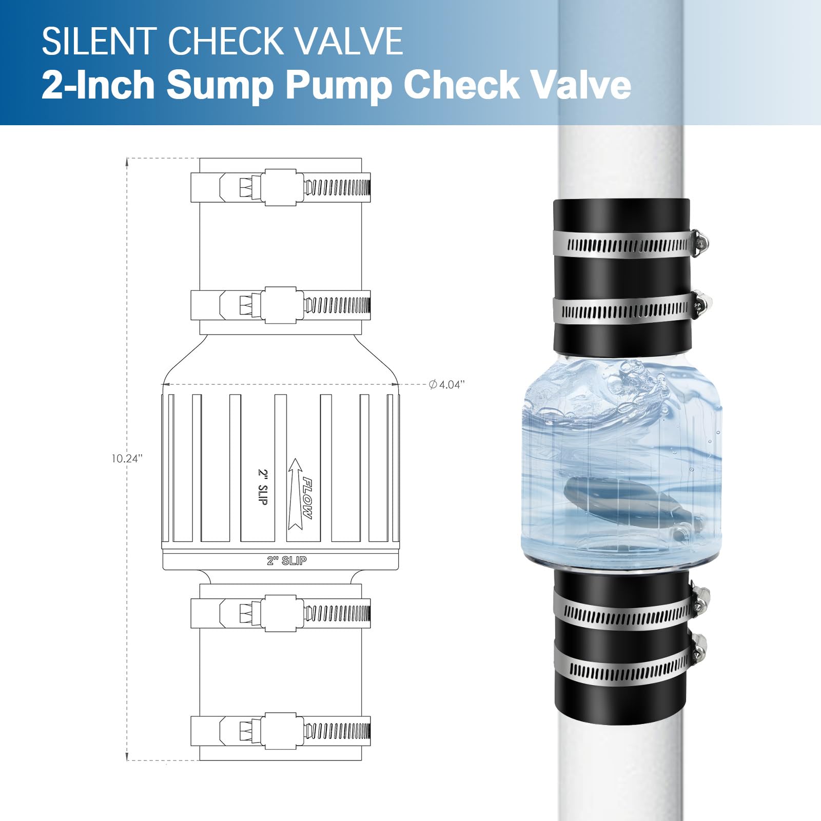 Snapklik.com : Silent Check Valve, 2-Inch Sump Pump Check Valve, Spring ...