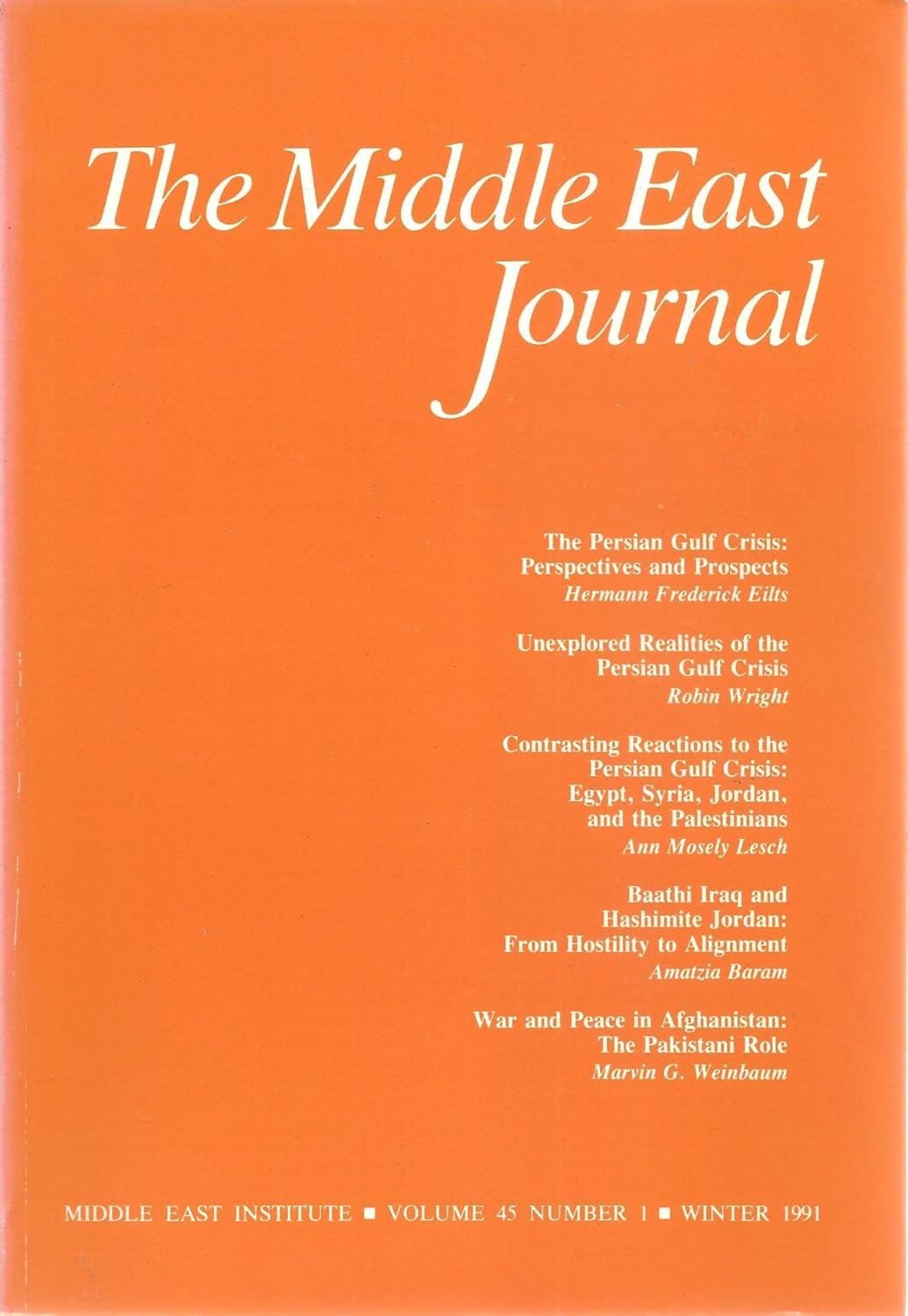 The Middle East Journal (Volume 45, Number 1 and Winter 1991): Hermann ...