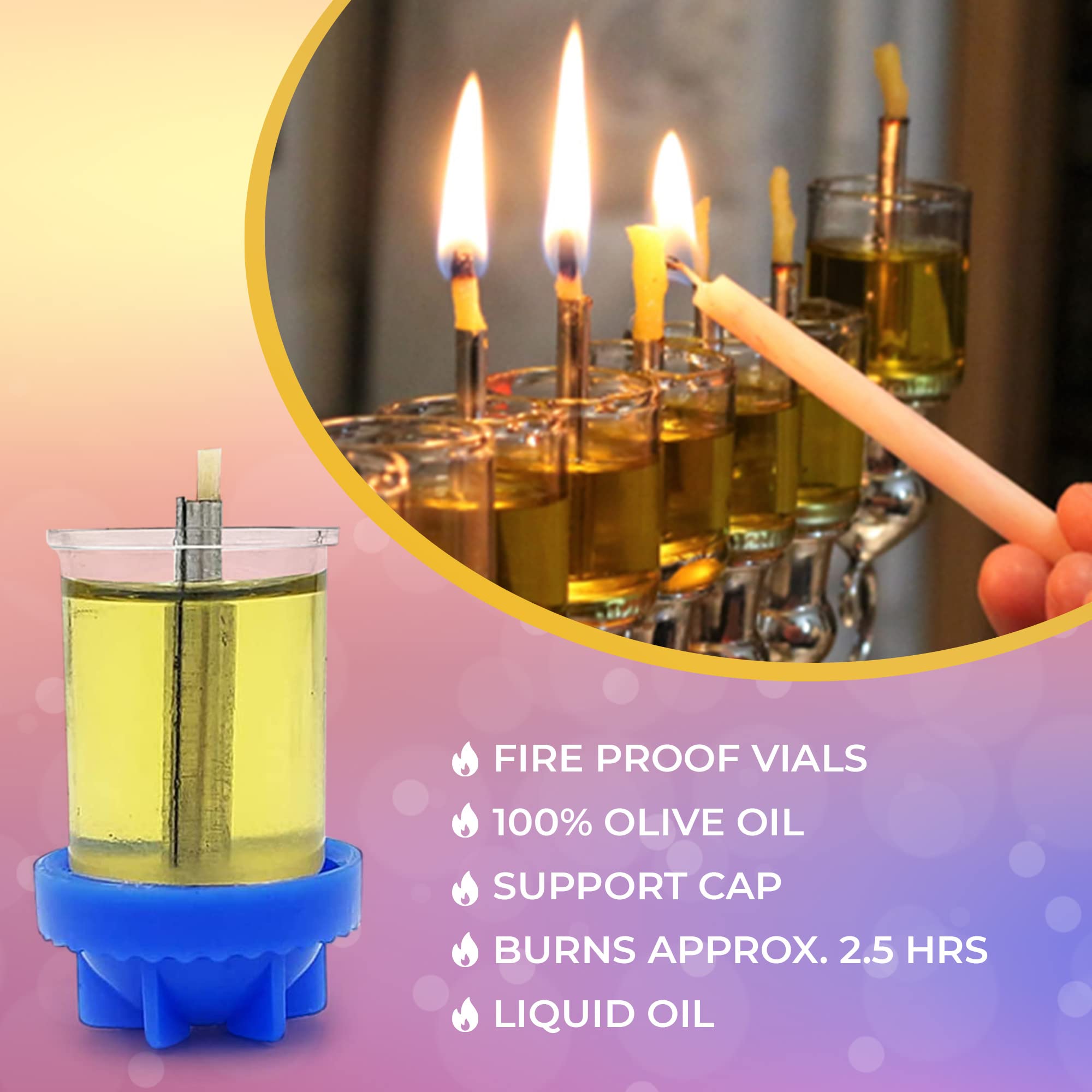 Snapklik.com : Pre Filled Hanukkah Menorah Oil Cups, Wick Ready 100% ...
