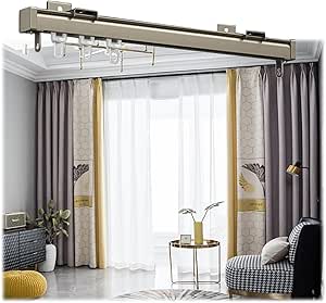Amazon.co.jp: Heavy Duty Curtain Rod Track System, Curtain Track with ...