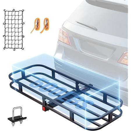 Amazon.com: KUAFU 60"x21"x6" Folding Hitch Mount Cargo Carrier Rear ...