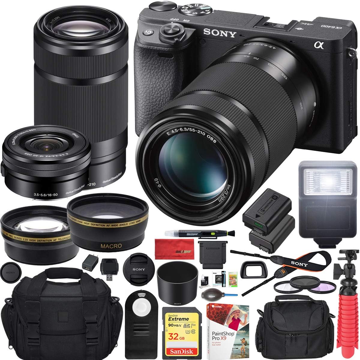 Amazon.com : Sony a6400 4K Mirrorless Camera + 16-50mm & 55-210mm 2 ...