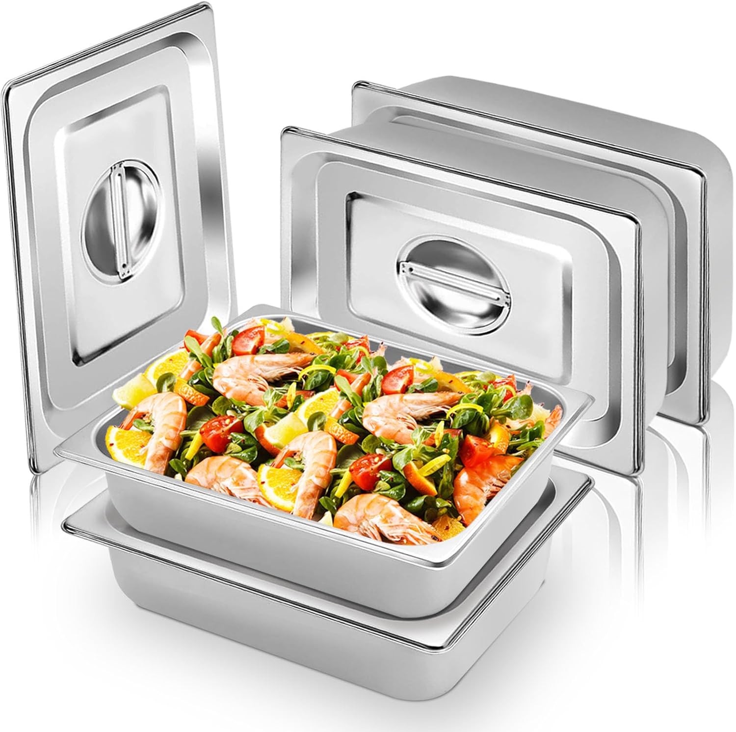 Amazon.com: NDSWKR 4 Pack 1/2 Size Half Size Hotel Pan with Lid, 2.5 ...