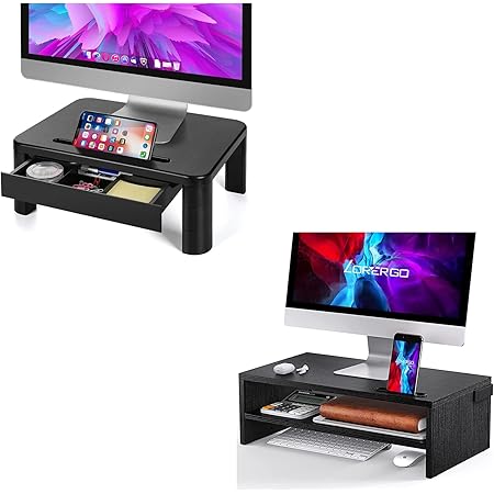 Amazon.com: Monitor Stand Set, Adjustable Stand with Drawer, 2 Tier ...