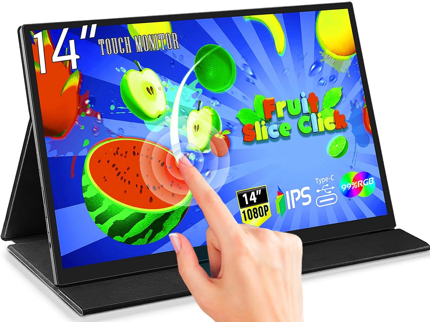 Touchscreen Portable Monitor,Kenowa 14 inch Touch Screen Full HD 1920× ...