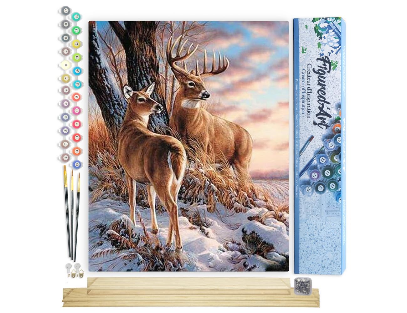 Amazon.com: Figured'Art Paint by Numbers Kit for Adults Deers During ...