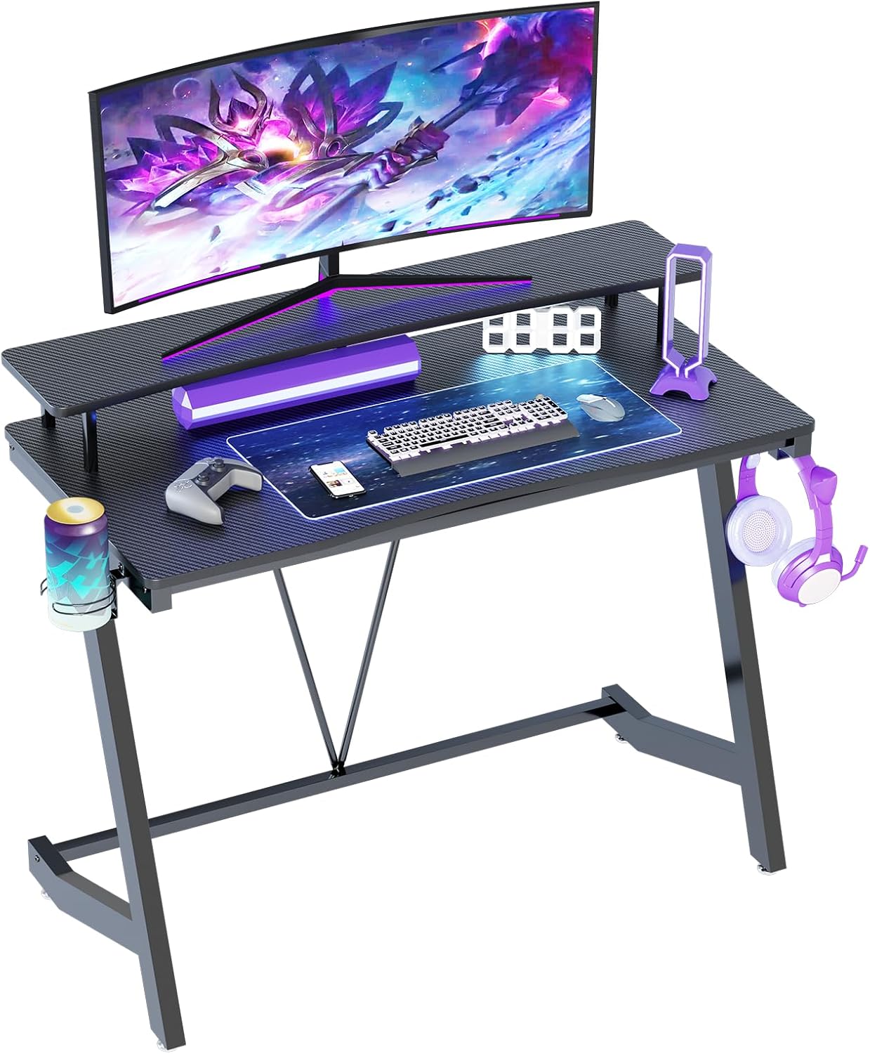TREETALK Gaming Desk,40In Computer Desk with Large Monitor Stand, PC ...