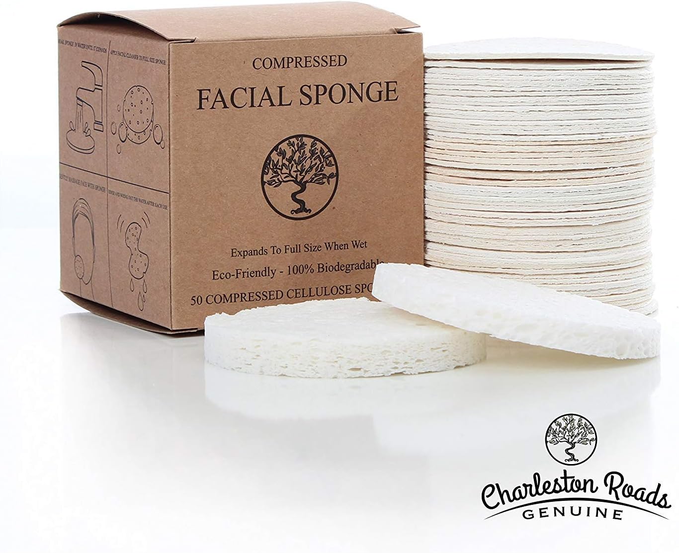 Amazon.com : Charleston Roads Face Sponges - Compressed Cellulose ...