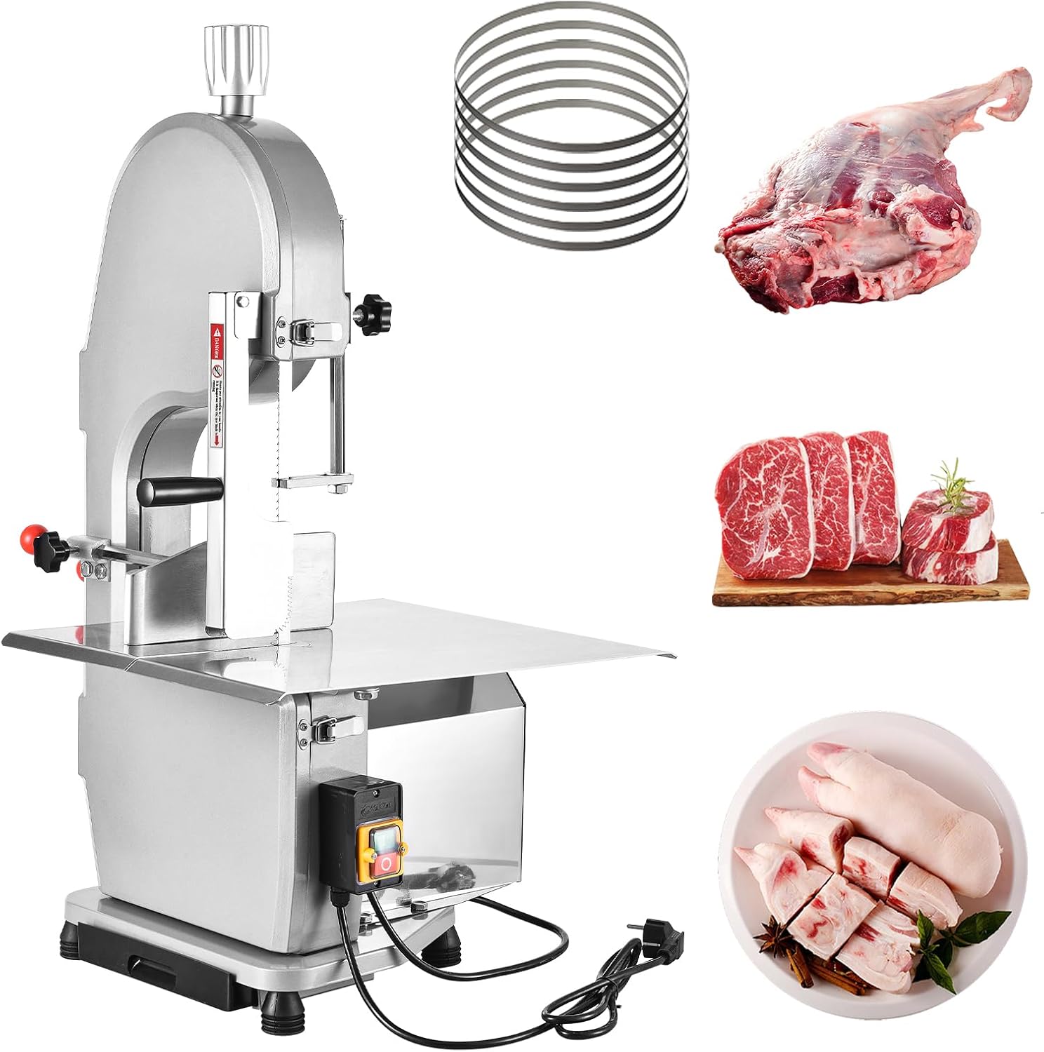 750W Commercial Electric Meat Bandsaw Machine 0.16-4.3 Inch Cutting ...