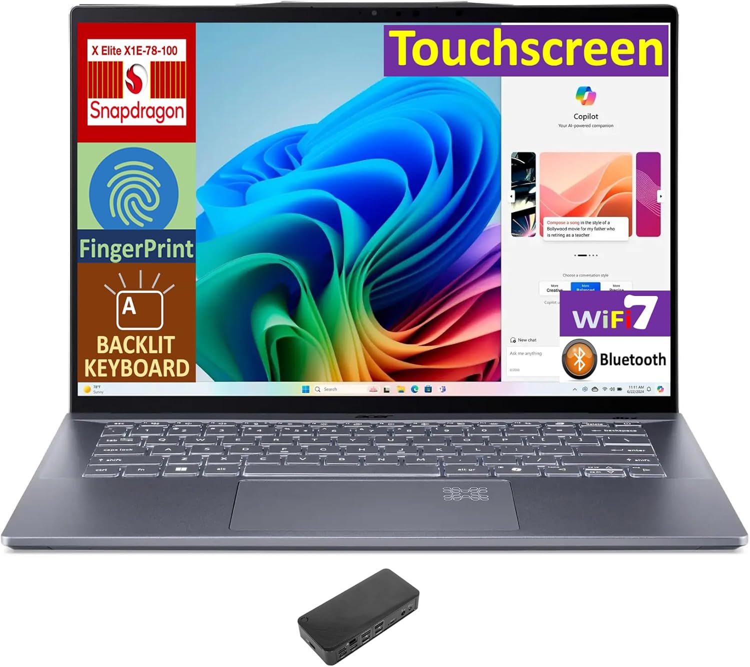 Amazon.com: acer Swift 14 AI Powered Laptop 14.5 Touchscreen IPS WQXGA ...