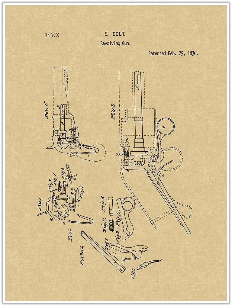 Amazon.com: Colt Revolver US Patent circa 1836 | Art Print Poster ...