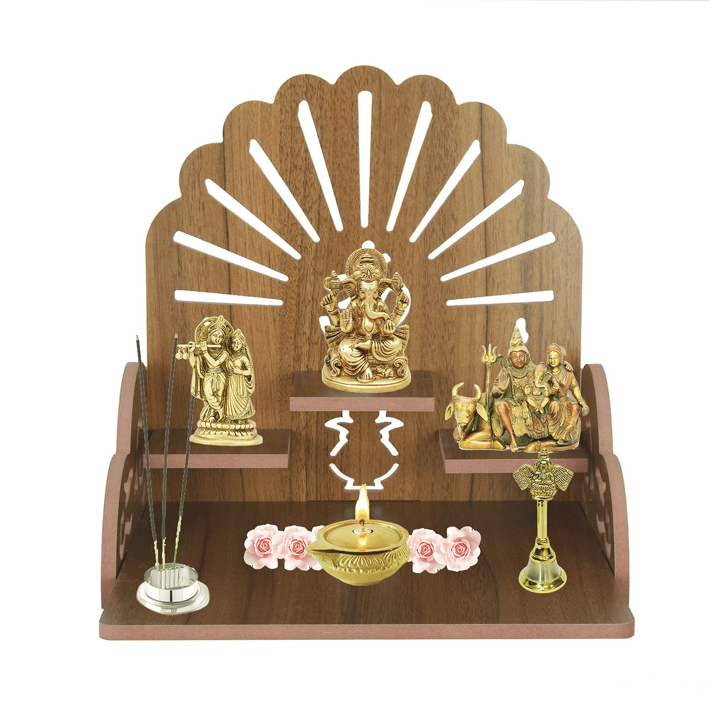Buy VJ SONS Beautiful MDF Wooden Temple Home Temple Pooja Mandir Wall ...