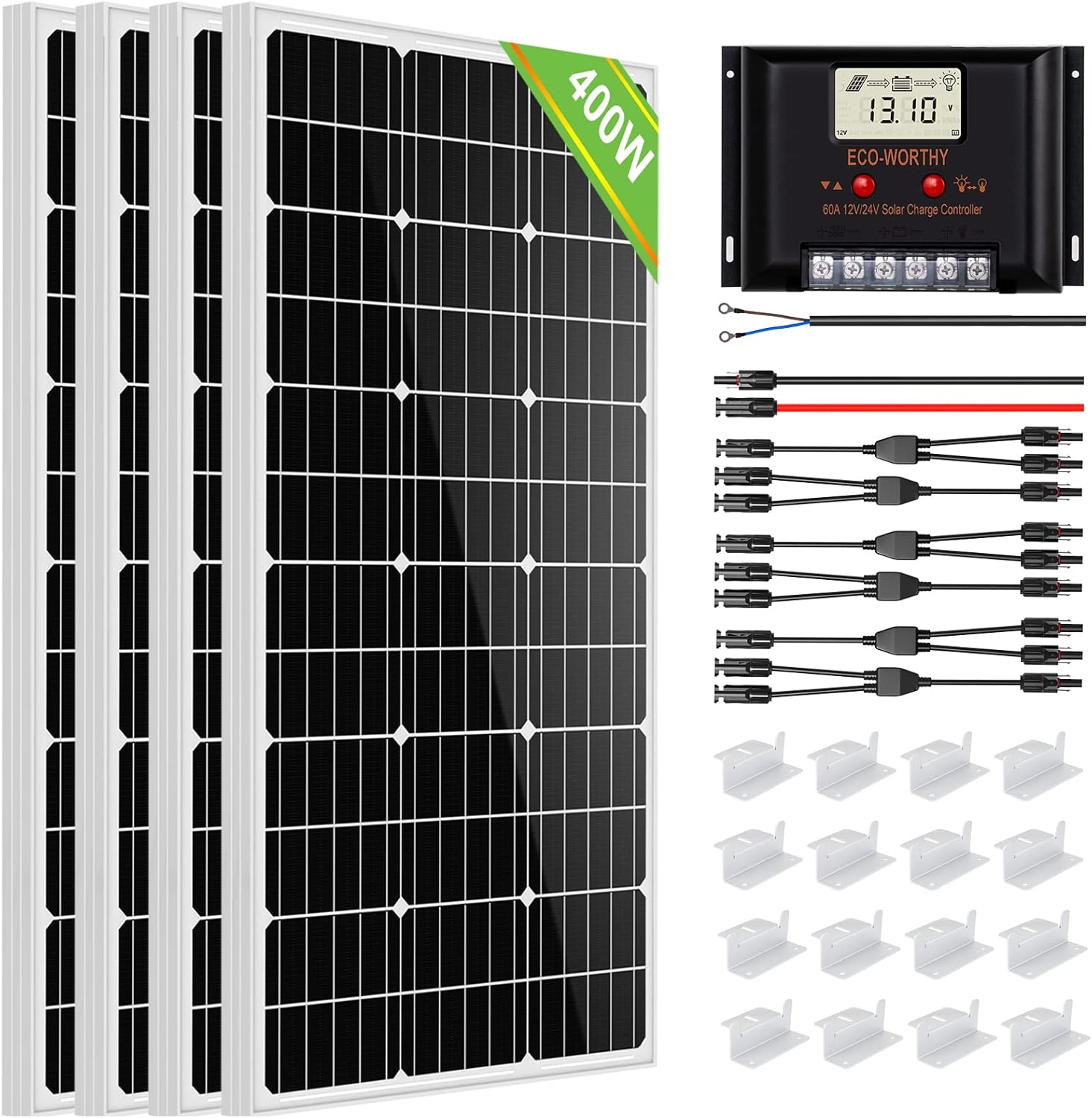Amazon.com : ECO-WORTHY 400 Watt 12 Volt Solar Panel Kit Off Grid with ...