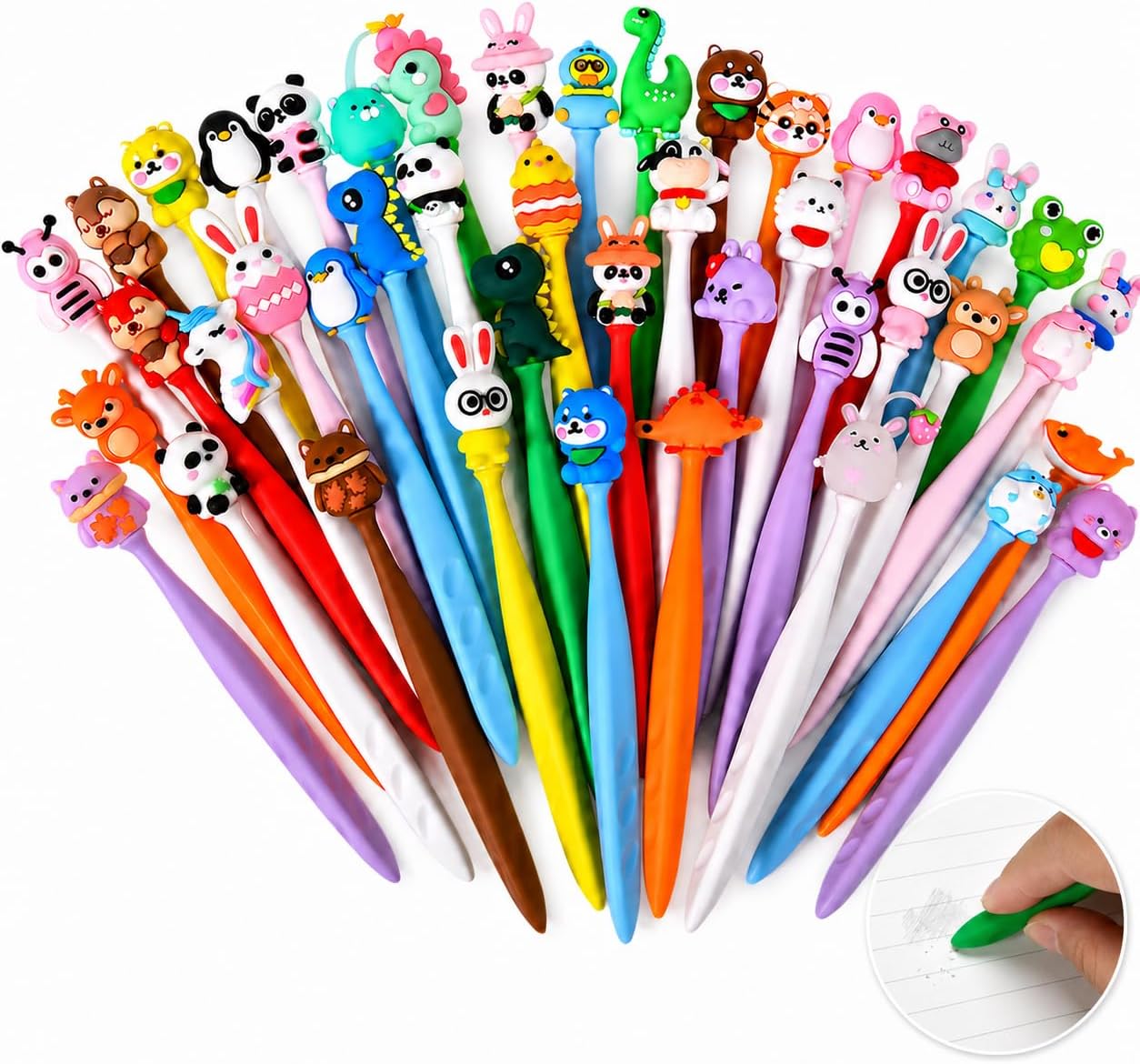 Amazon.com: Animal Bobblehead Pencil Erasers,30 Pack Kawaii Cartoon ...