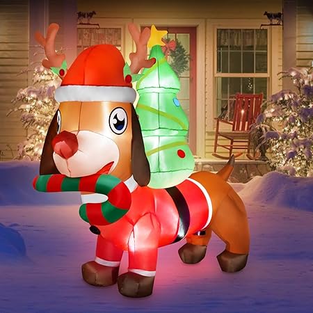 Amazon.com: Joiedomi 8 FT Long Christmas Puppy Inflatable with Build-in ...