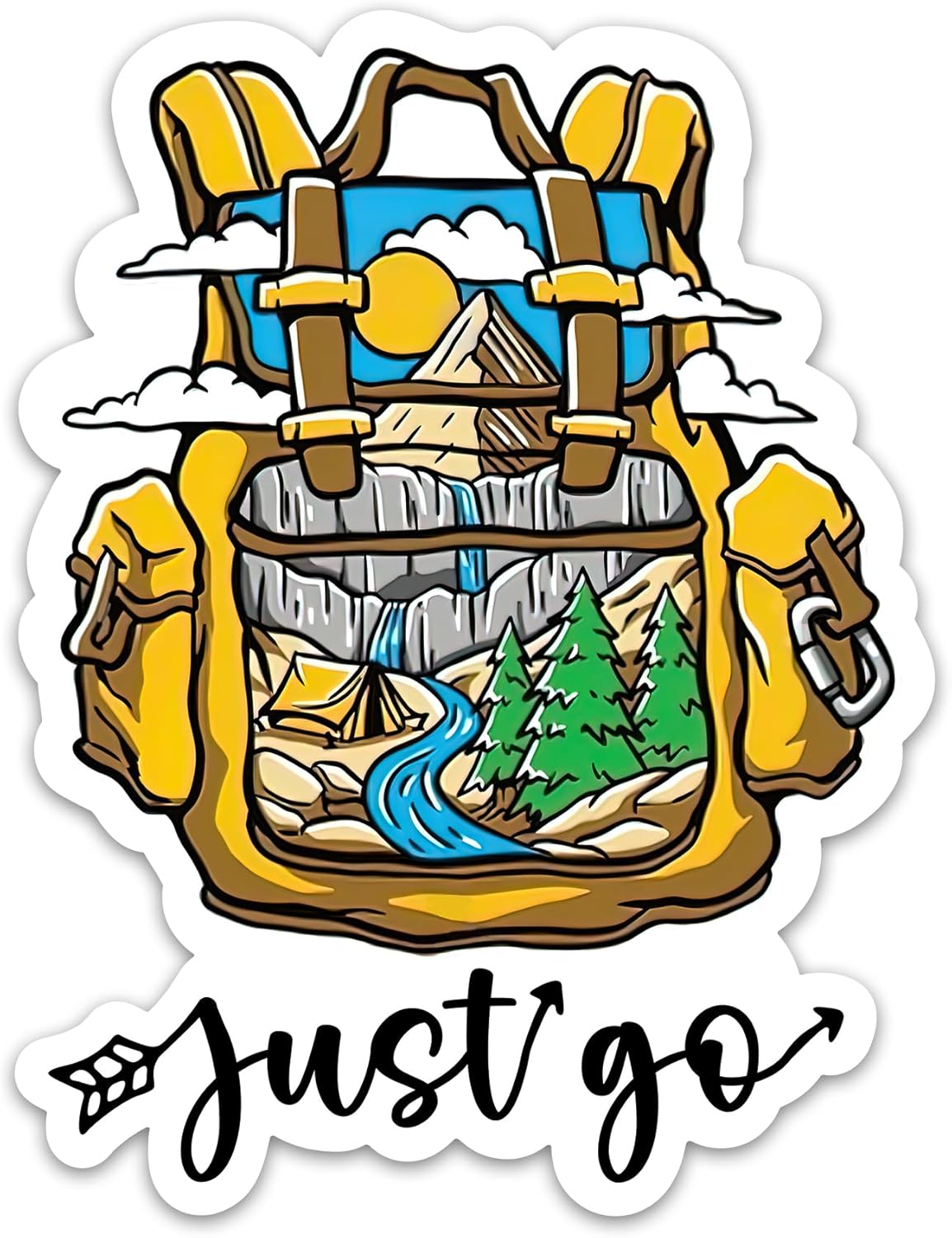 Amazon.com: Just Go Hiking Sticker Inspirational Funny Camping Sticker ...