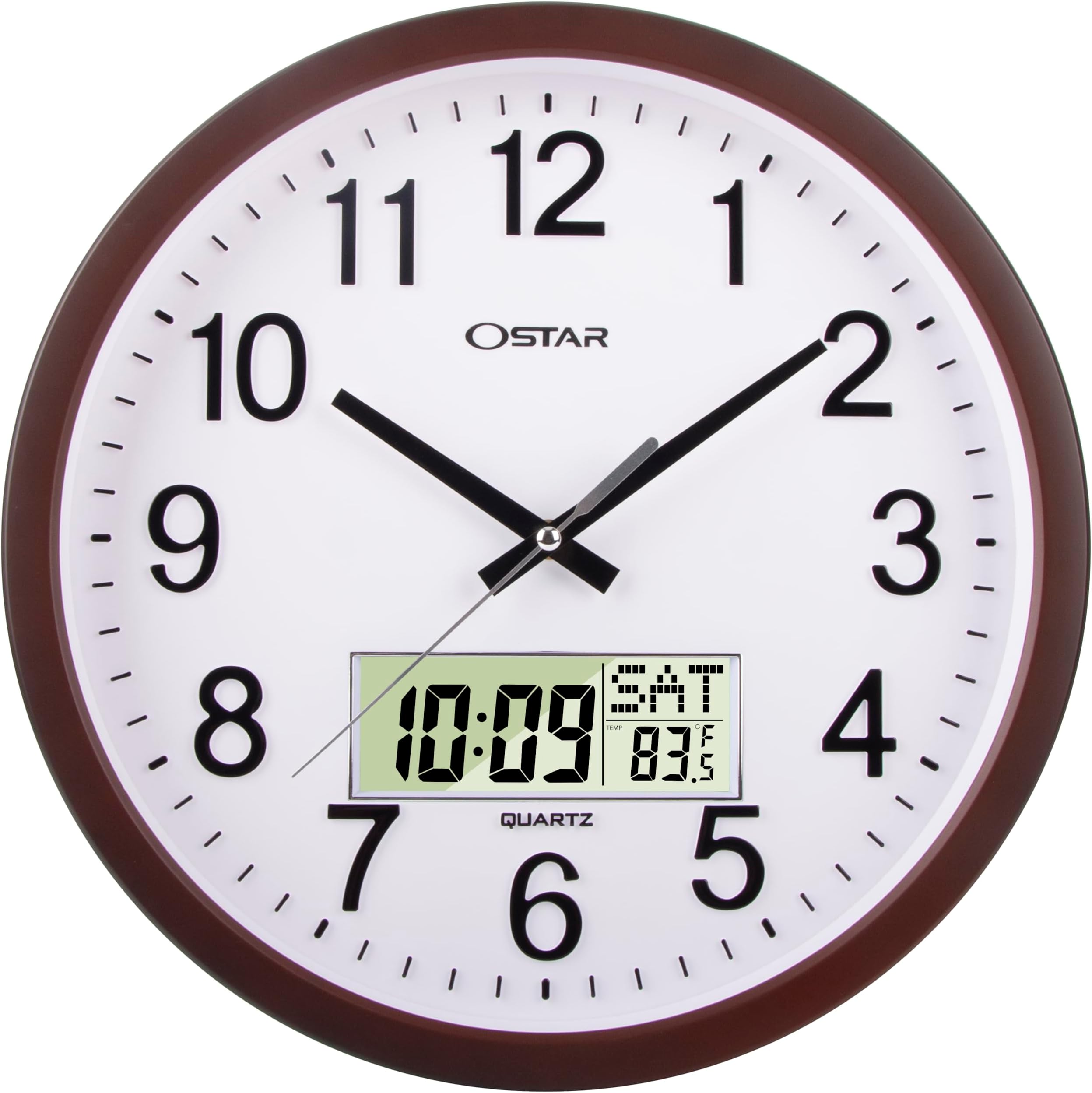 Amazon.com: OSTAR 14" Large Analog Digital Display Wall Clock Silent ...