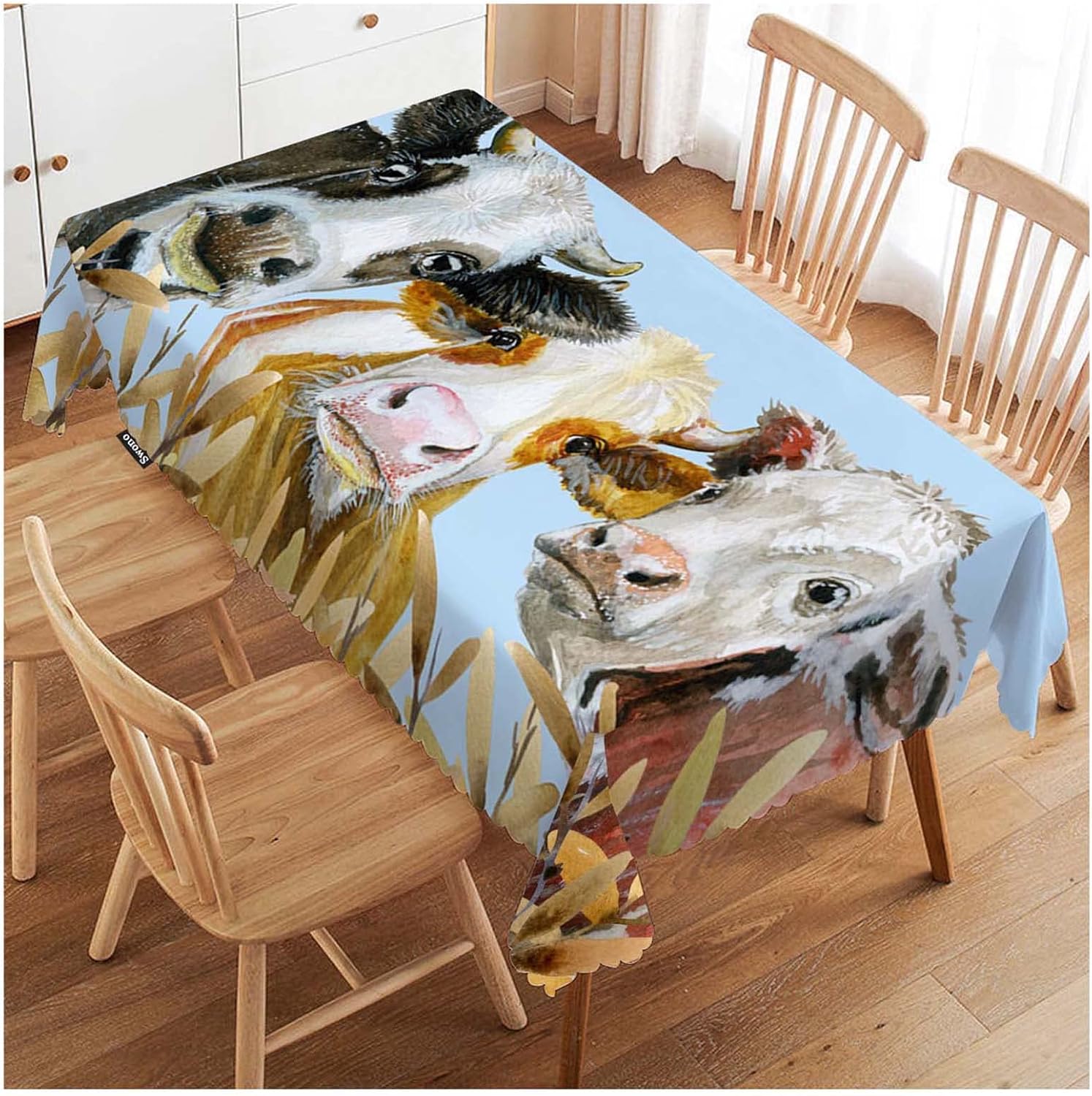Amazon.com: Swono Tablecloth 52"X70" Cows Cute, Watercolor Farm Cattle ...
